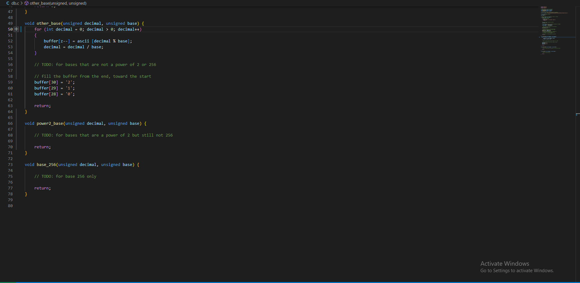 Solved I am doing a Decimal to base converter, for line 50 I | Chegg.com
