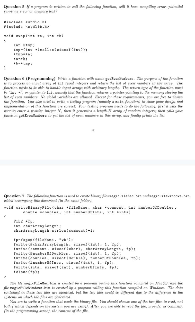 Solved Question 5 If a program is written to call the | Chegg.com
