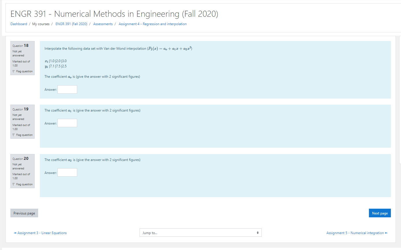 Solved ENGR 391 - Numerical Methods in Engineering (Fall | Chegg.com
