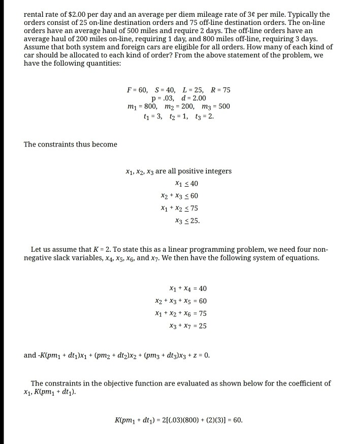 Solved Linear Programming in the Railroad Industry* This | Chegg.com