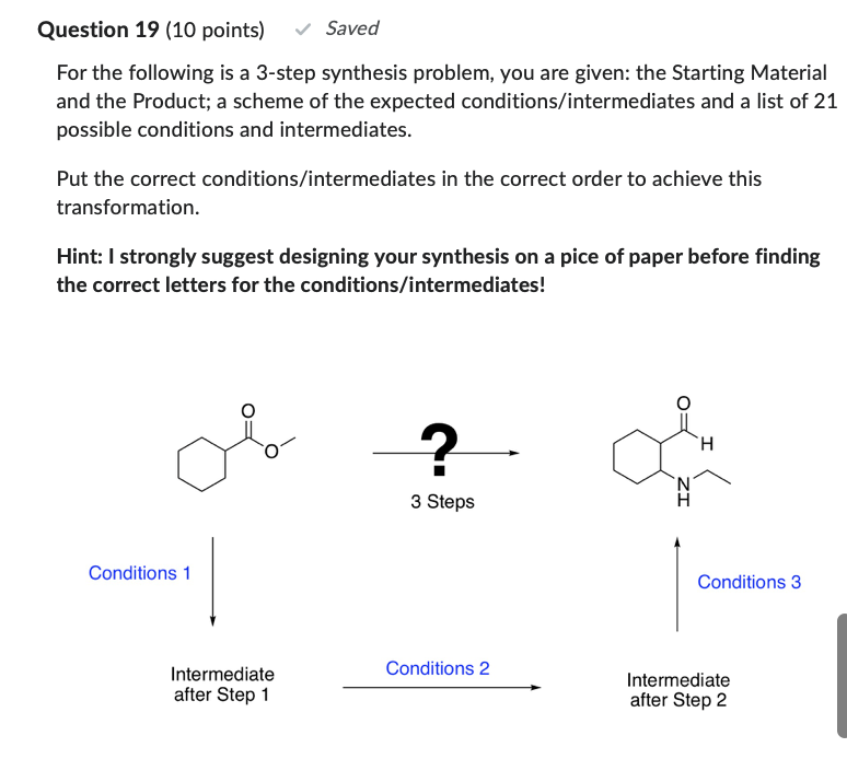 Solved For the following is a 3-step synthesis problem, you | Chegg.com