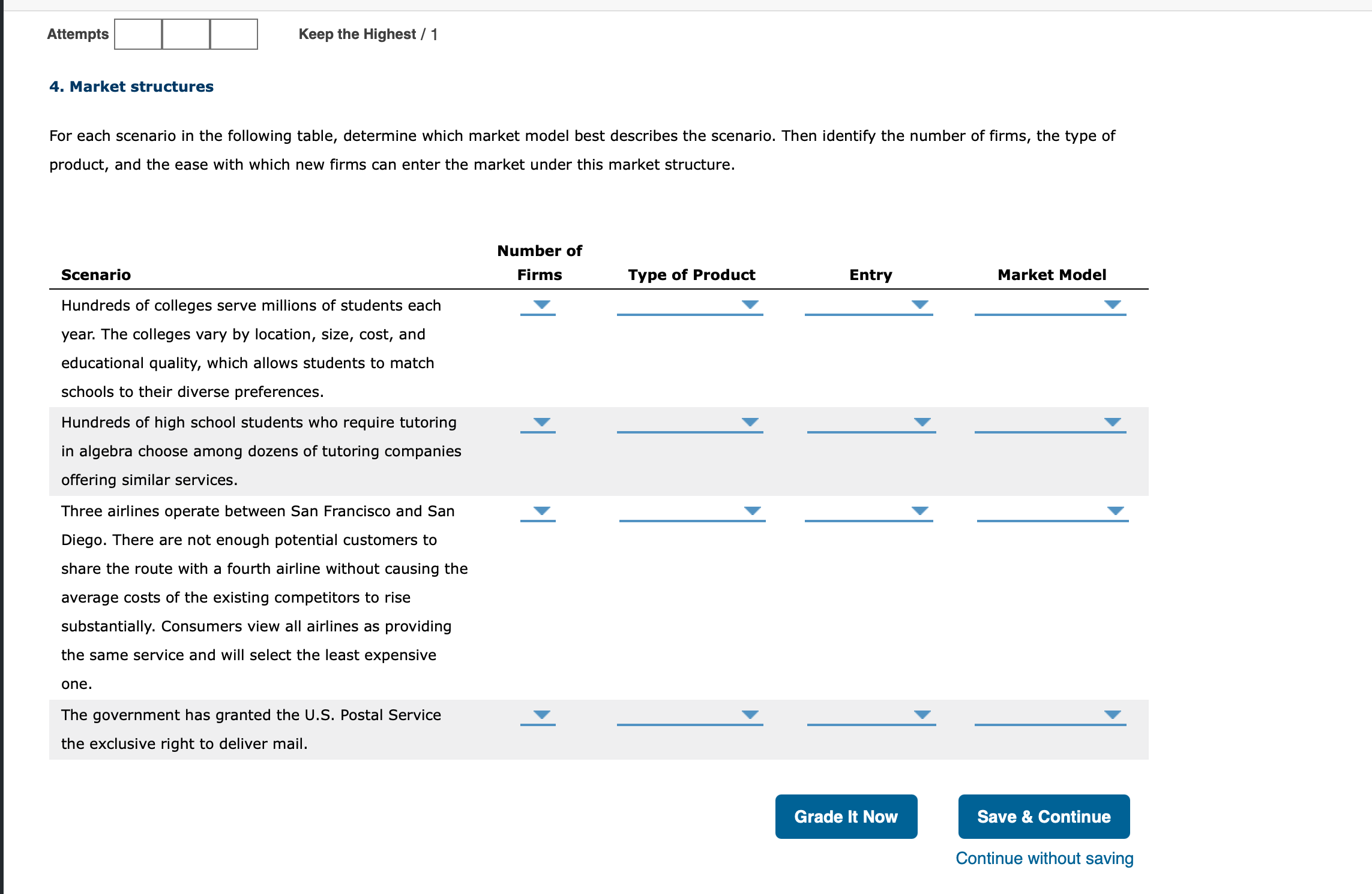 Solved For each scenario in the following table, determine | Chegg.com