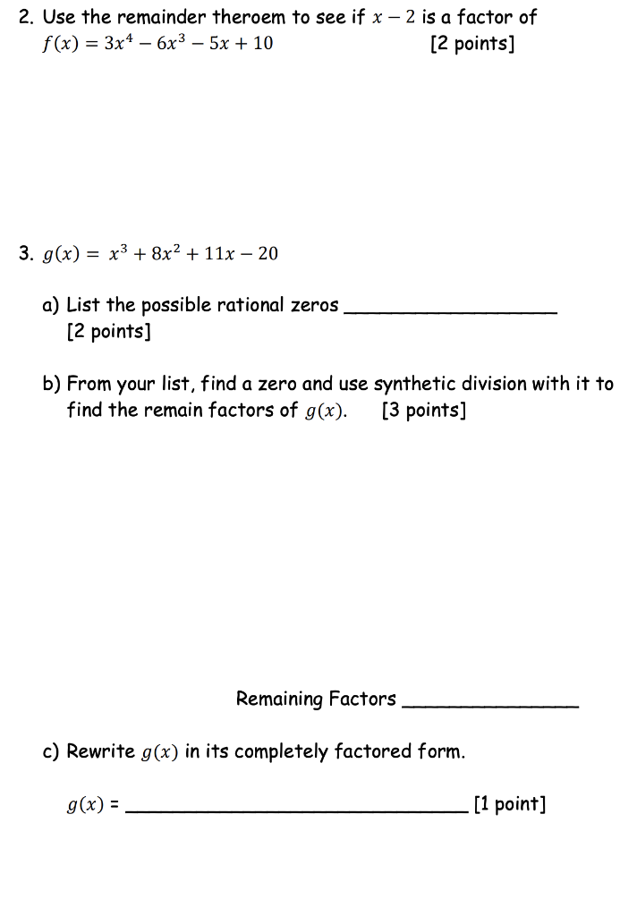 Solved 1 Given The Polynomial Function 
