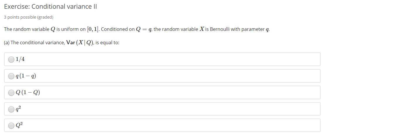 Solved Exercise: Conditional variance || 3 points possible | Chegg.com