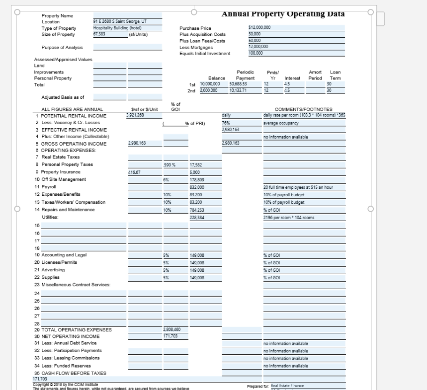 For the property completed the APOD form (seen | Chegg.com