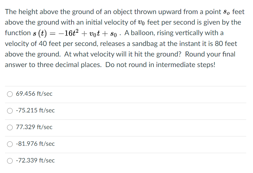Solved The height above the ground of an object thrown | Chegg.com