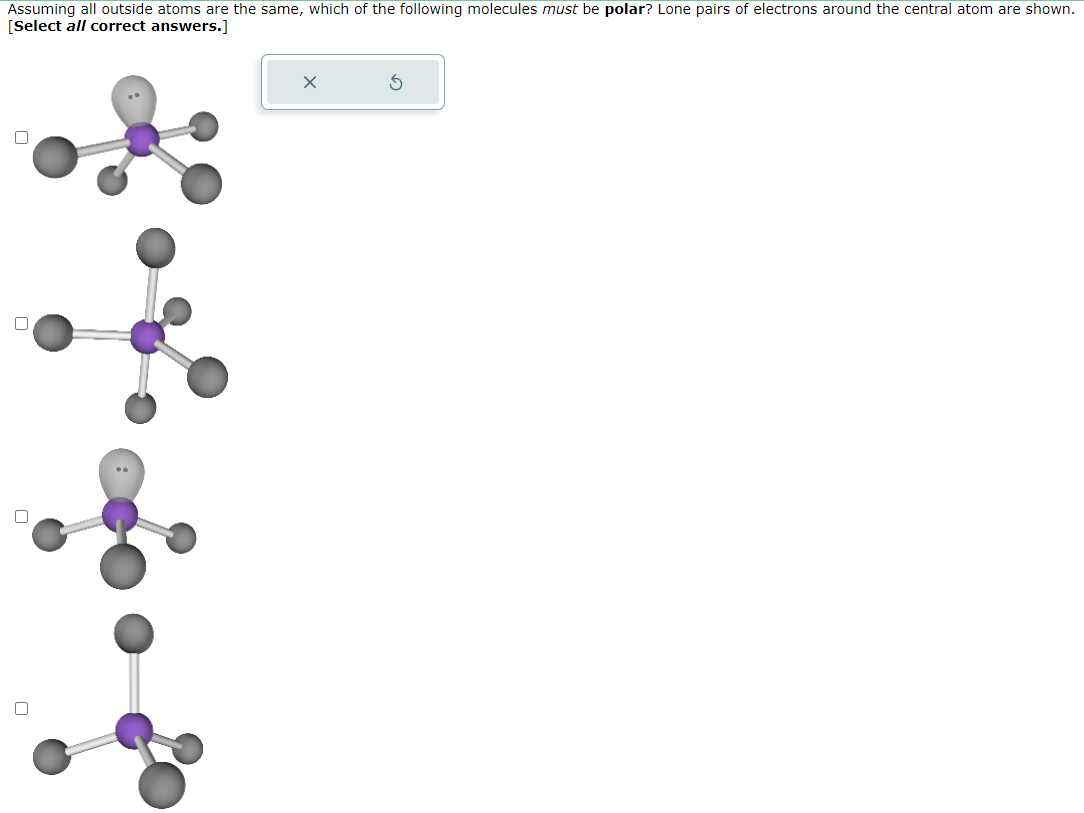 Solved Assuming all outside atoms are the same, which of the | Chegg.com