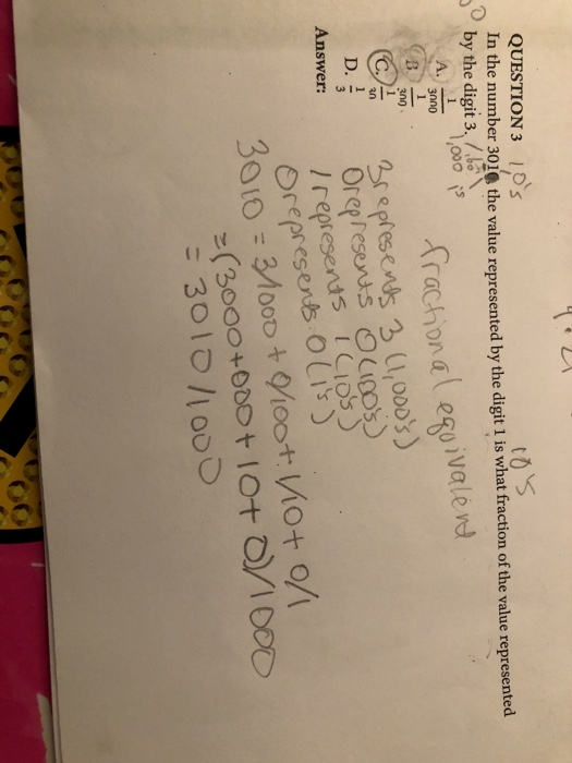 Solved In the number 3010, the value represented by the | Chegg.com