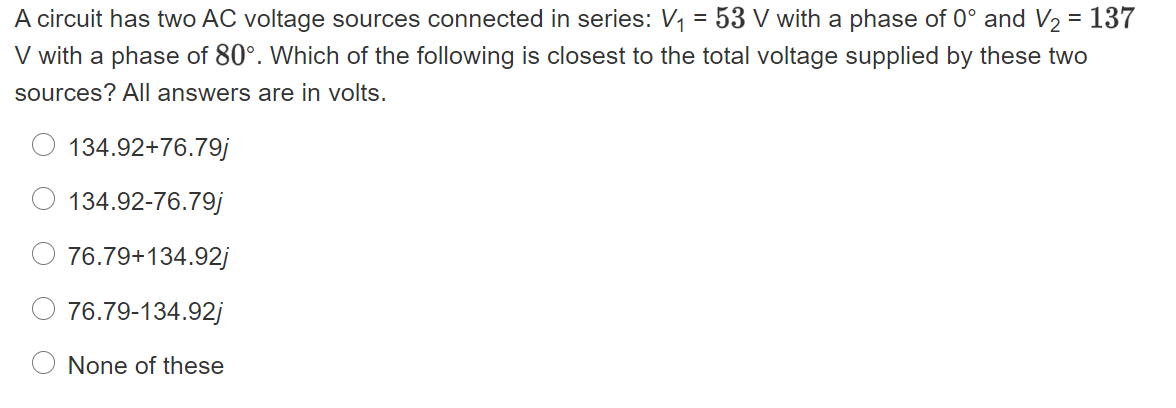 Solved A Circuit Has Two Ac Voltage Sources Connected In 5499