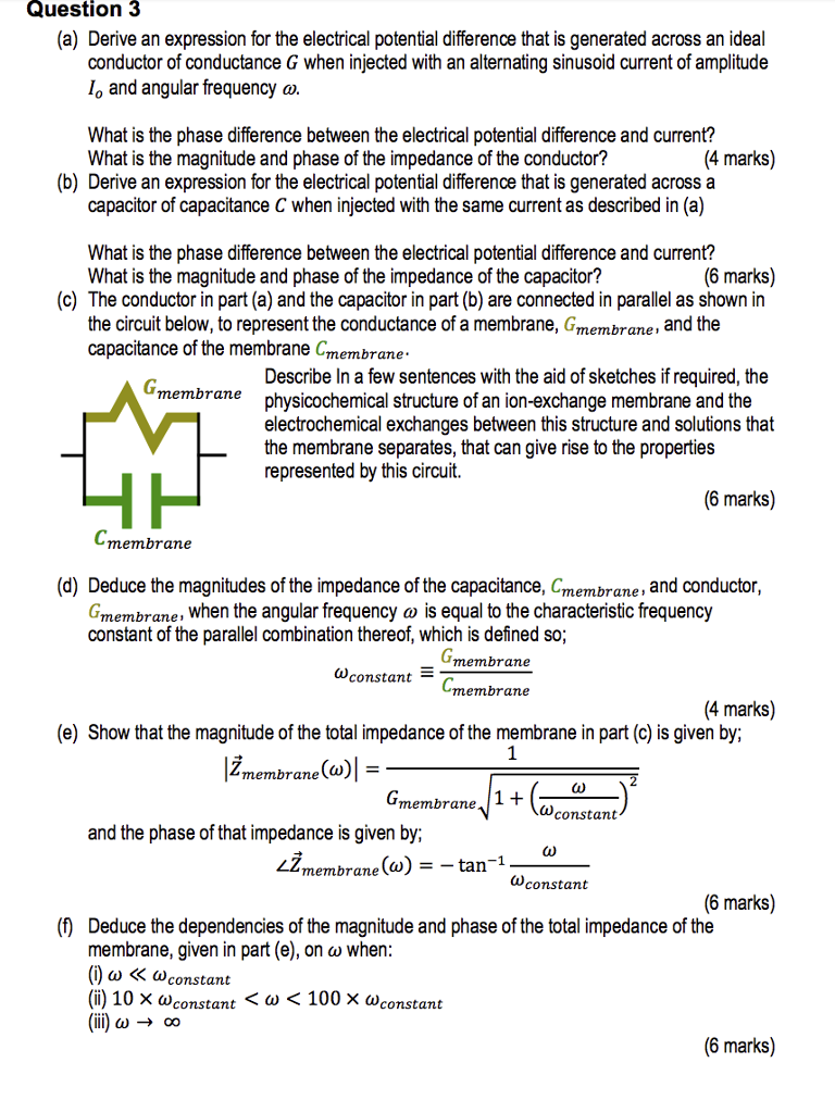 Solved Question 3 (a) Derive an expression for the | Chegg.com
