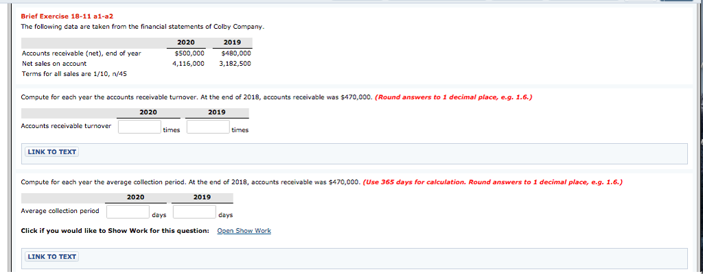 Solved Brief Exercise 18-11 a1-a2 The following data are | Chegg.com