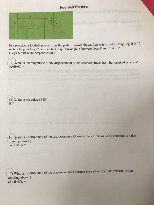 Solved Football Pattern In a practice, a football players | Chegg.com