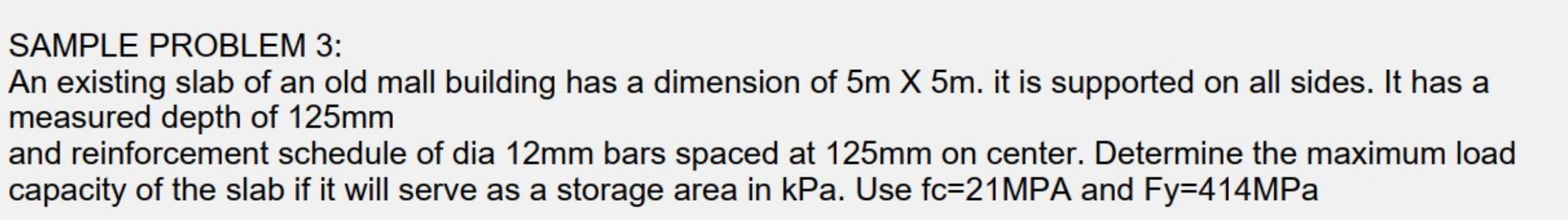 Solved SAMPLE PROBLEM 3: An existing slab of an old mall | Chegg.com