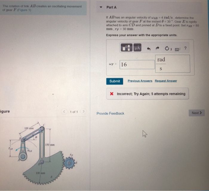 Solved The Rotation Of Link Ab Creates An Oscillating