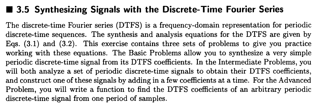 Solved 3.5 Synthesizing Signals with the Discrete-Time | Chegg.com