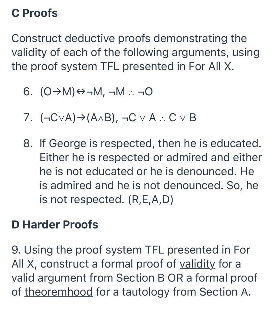 Solved C Proofs Construct deductive proofs demonstrating the | Chegg.com Solved C Proofs Construct deductive proofs demonstrating the | Chegg.com