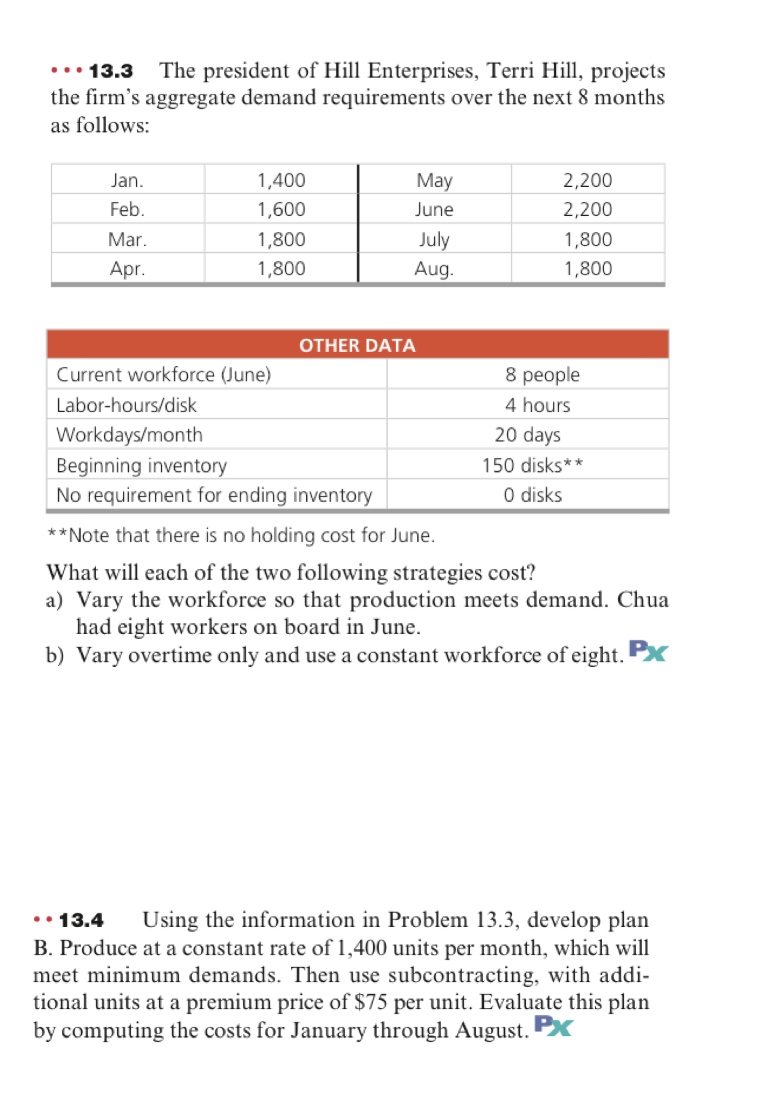 Solved 13.3 The president of Hill Enterprises, Terri Hill, | Chegg.com