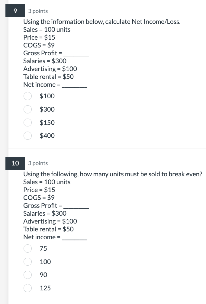 Solved 3 points Using the information below, calculate Net | Chegg.com