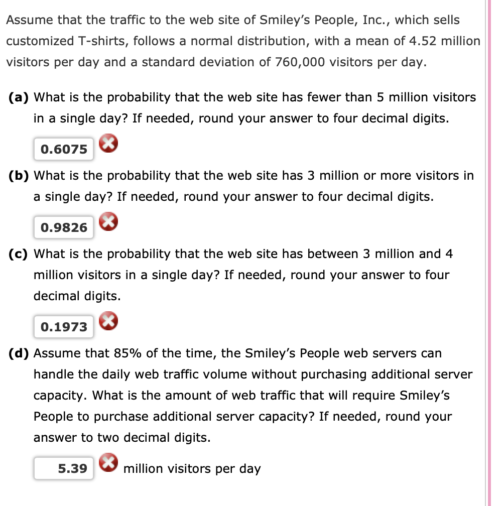 Solved Assume that the traffic to the web site of Smiley's | Chegg.com