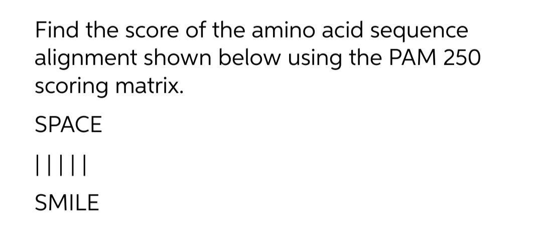 Find the score of the amino acid sequence alignment | Chegg.com
