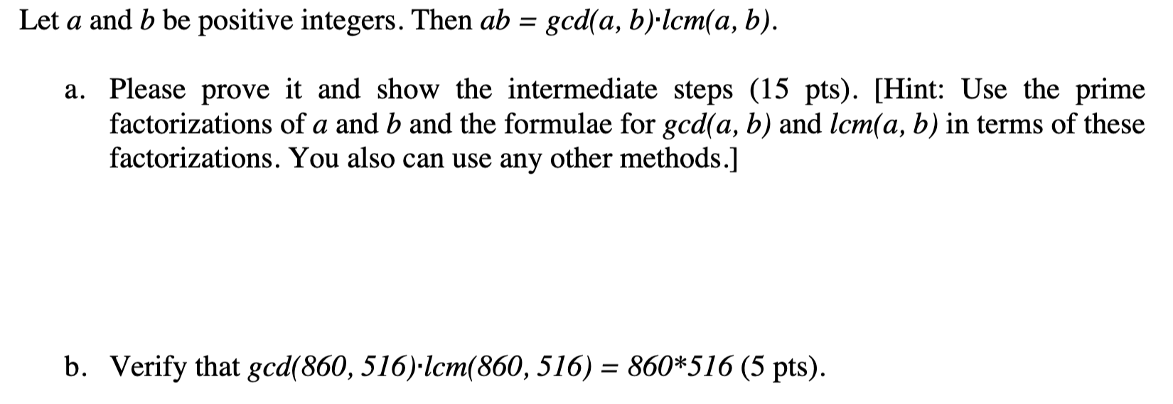Solved Let a and b be positive integers. Then | Chegg.com