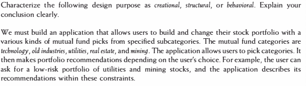 Characterize the following design purpose as | Chegg.com
