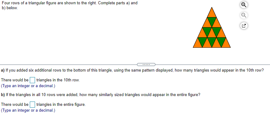 Solved Four rows of a triangular figure are shown to the | Chegg.com