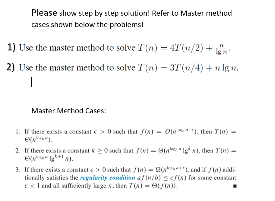Solved Please show step by step solution! Refer to Master | Chegg.com