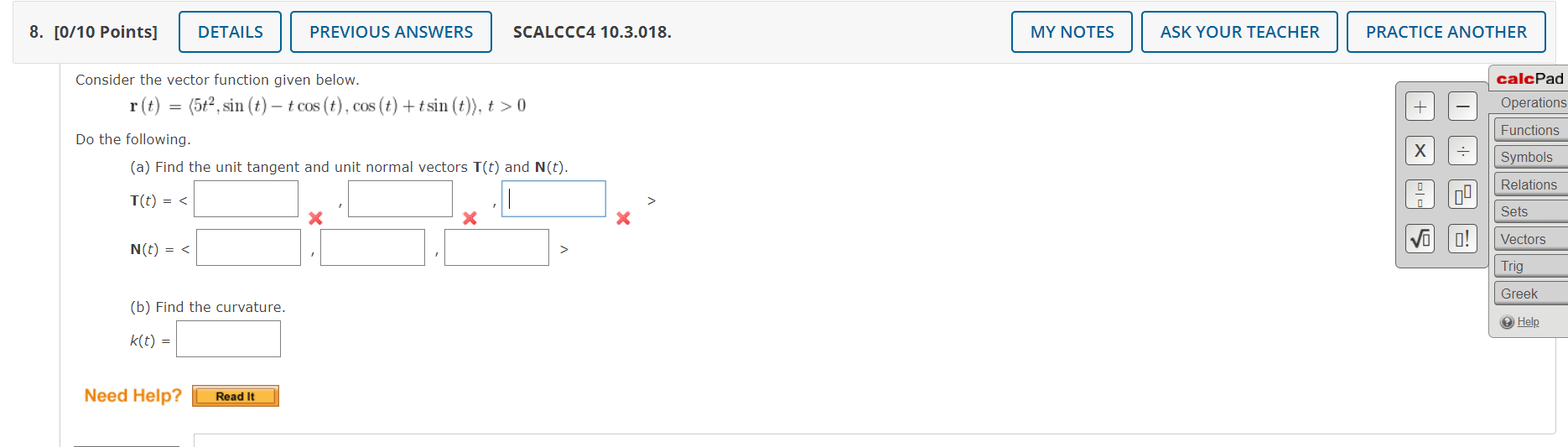 Solved 8. [0/10 Points] DETAILS PREVIOUS ANSWERS SCALCCC4 | Chegg.com