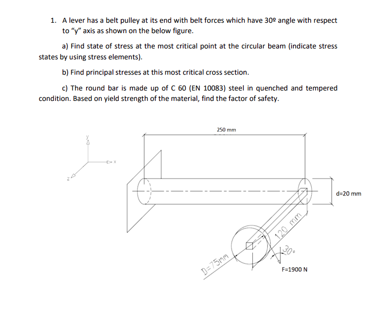 Solved 1. A lever has a belt pulley at its end with belt | Chegg.com