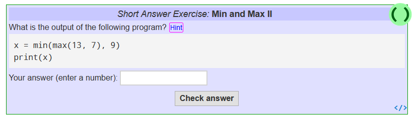 Solved Short Answer Exercise: Min and Max II What is the | Chegg.com