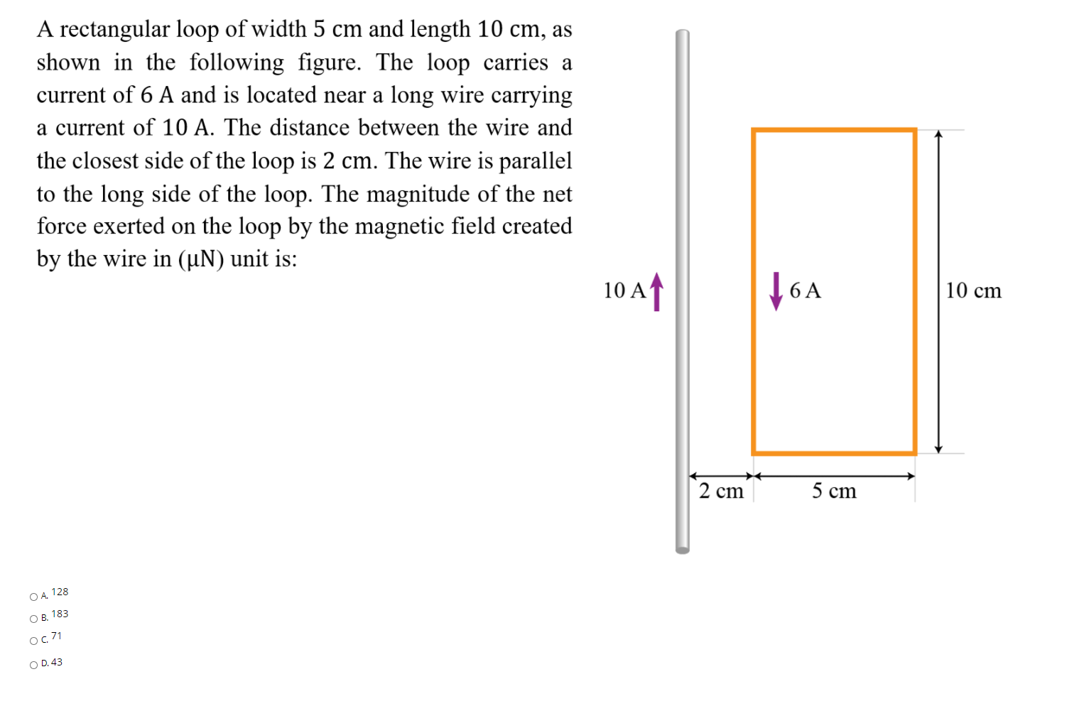 Solved A rectangular loop of width 5 cm and length 10 cm, as | Chegg.com