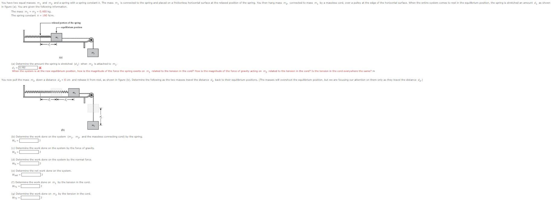 Solved (b) Detormine the wrick done on the system ( m1,m2, | Chegg.com