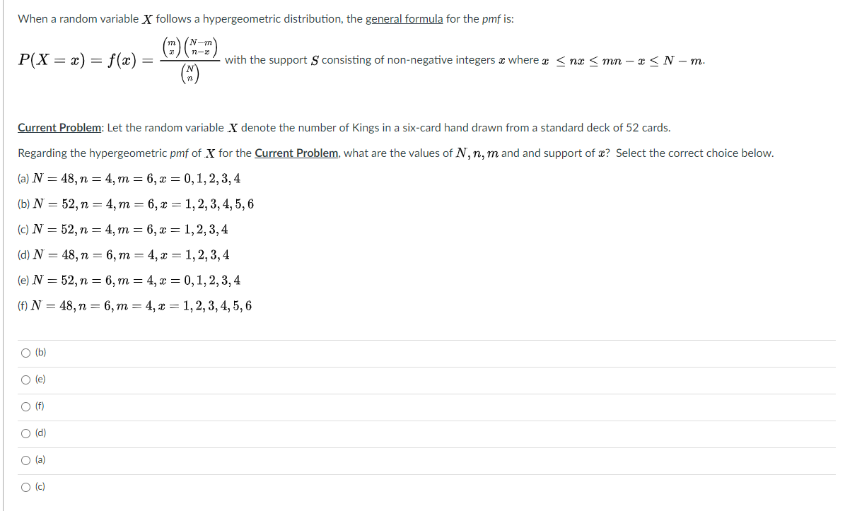 Solved When a random variable X follows a hypergeometric | Chegg.com