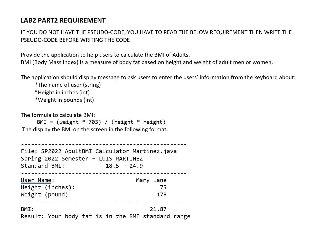 Solved LAB2 PART1 REQUIREMENT Add the code to the main() of | Chegg.com