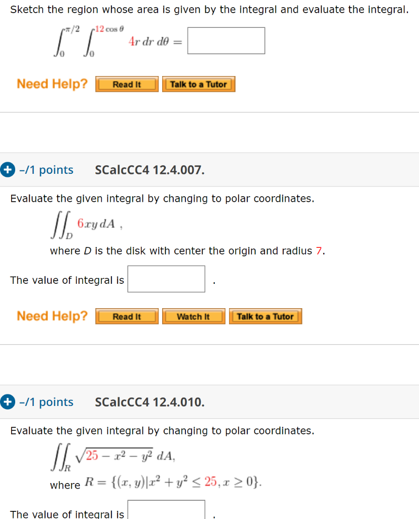 Solved Sketch the region whose area is given by the integral | Chegg.com