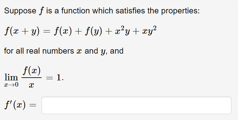 Solved Suppose f is a function which satisfies the | Chegg.com