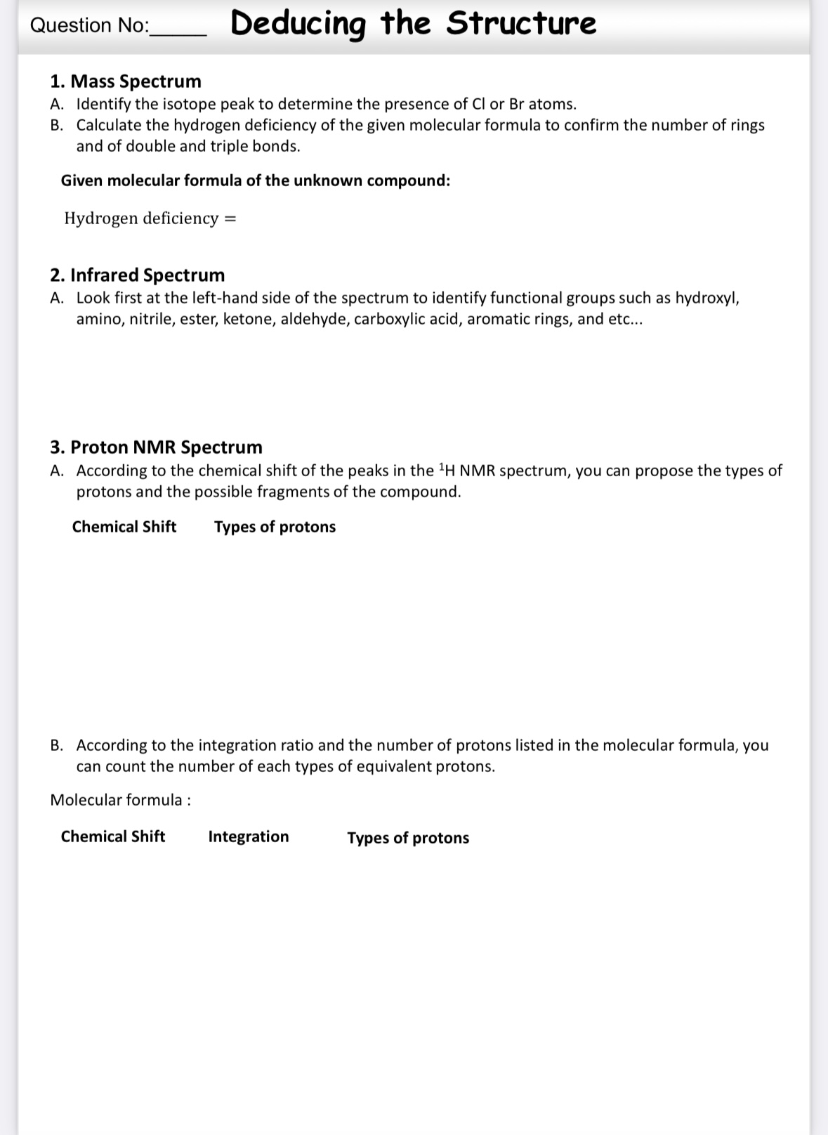 Solved Deducing the Structure 3. Proton NMR Spectrum C. | Chegg.com