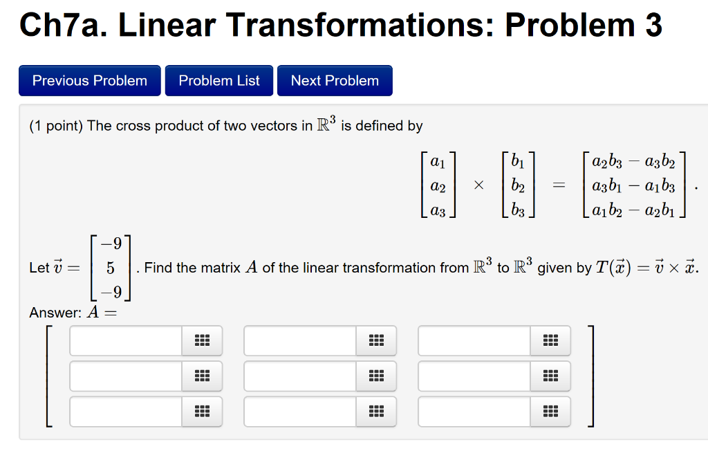 Solved Ch7a. Linear Transformations: Problem 2 Previous | Chegg.com