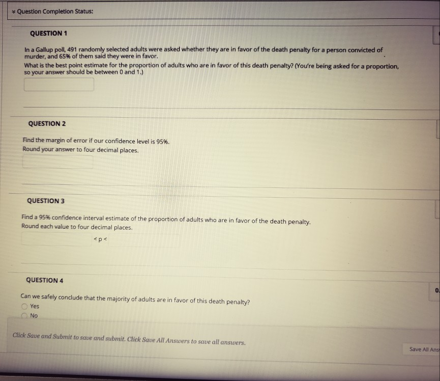 Solved Question Completion Status: QUESTION 1 In a Gallup | Chegg.com