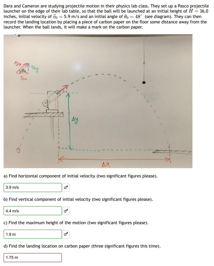 Solved Dara and Cameron are studying projectile motion in | Chegg.com
