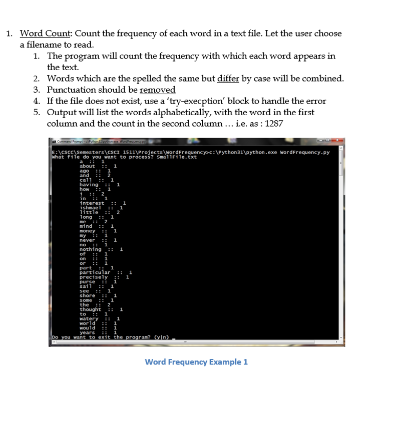 Solved 1. Word Count: Count the frequency of each word in a | Chegg.com