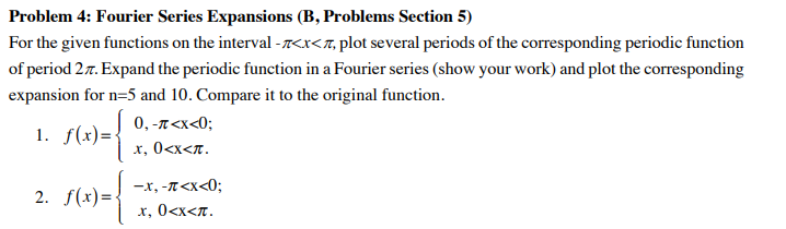 Solved Problem 4: Fourier Series Expansions (B, Problems | Chegg.com