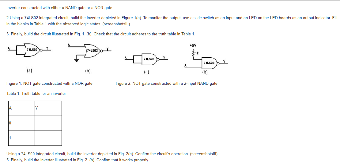 Solved Inverter constructed with either a NAND gate or a NOR | Chegg.com