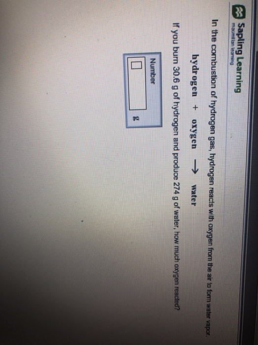 Solved In the combustion of hydrogen gas, hydrogen reacts | Chegg.com