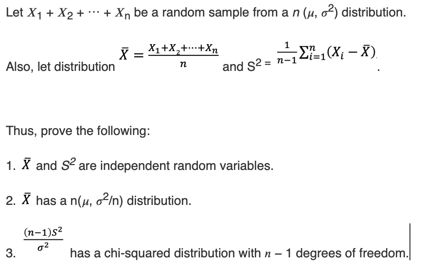 Solved Let X1+X2+⋯+Xn be a random sample from a n(μ,σ2) | Chegg.com