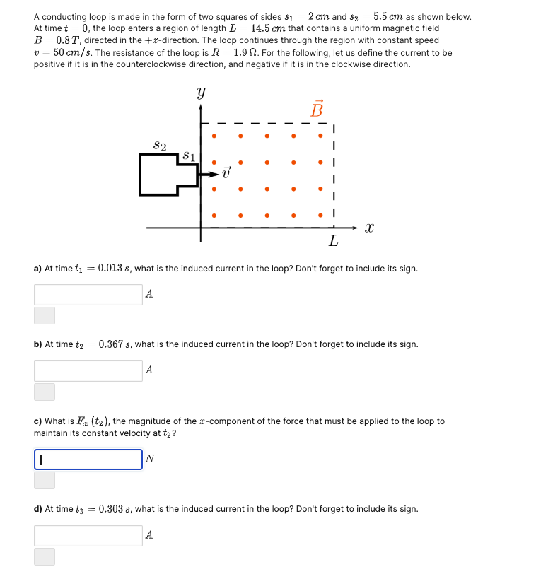 Solved A conducting loop is made in the form of two squares | Chegg.com