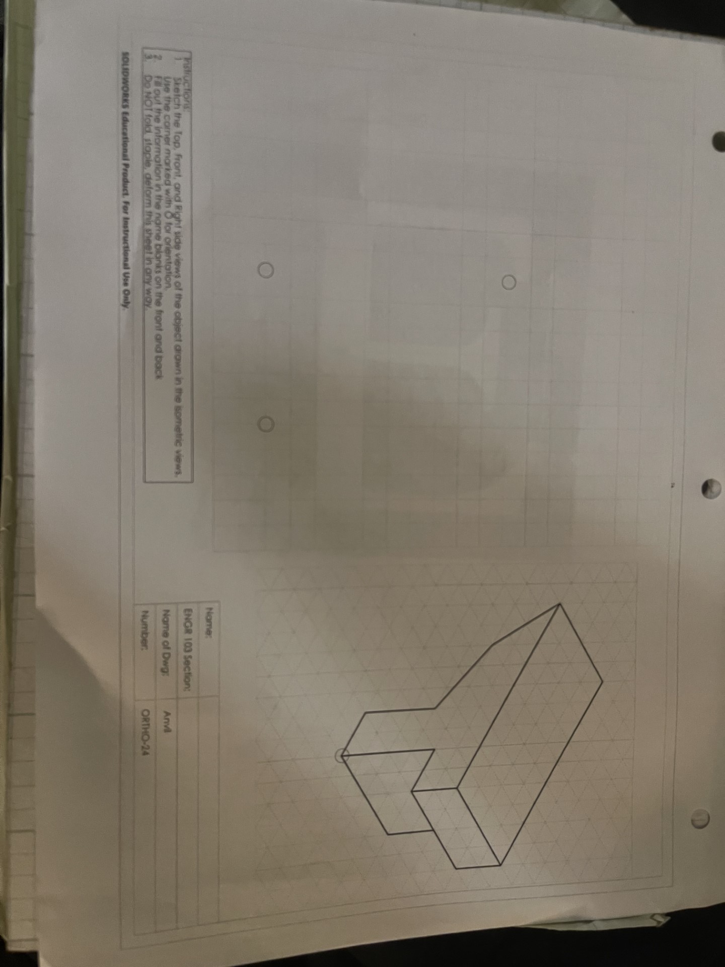 Solved Could you sketch the ortho drawing? | Chegg.com