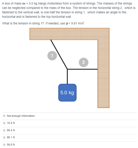 Solved A box of mass m = 5.0 kg hangs motionless from a | Chegg.com