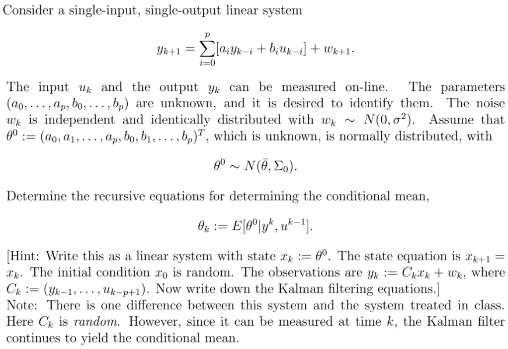 Consider A Single Input Single Output Linear System 2782